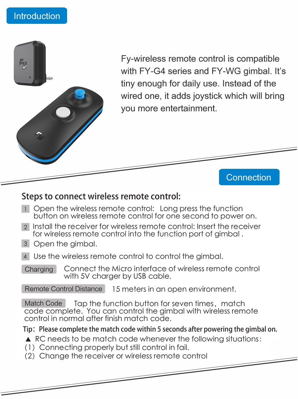 FEIYU TECH G4/G4S WIRELESS REMOTE CONTROL