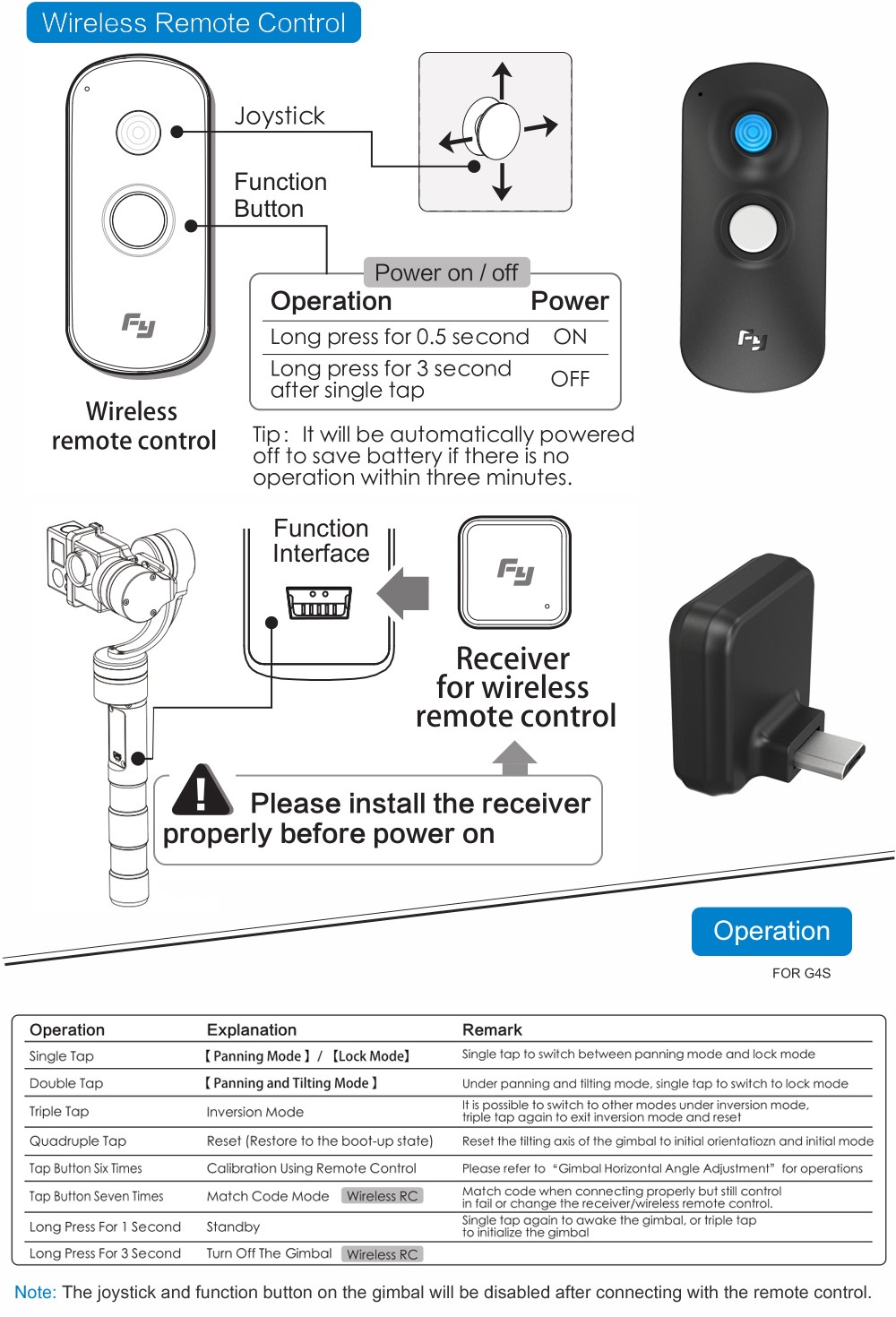 FEIYU TECH G4/G4S WIRELESS REMOTE CONTROL